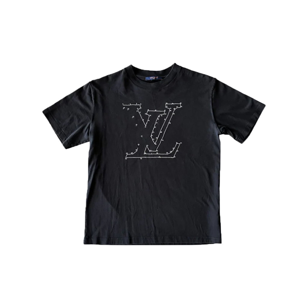 PRELOVED LOUIS VUITTON LV STITCH LOGO T-SHIRT IN BLACK – designer-luxe-uk